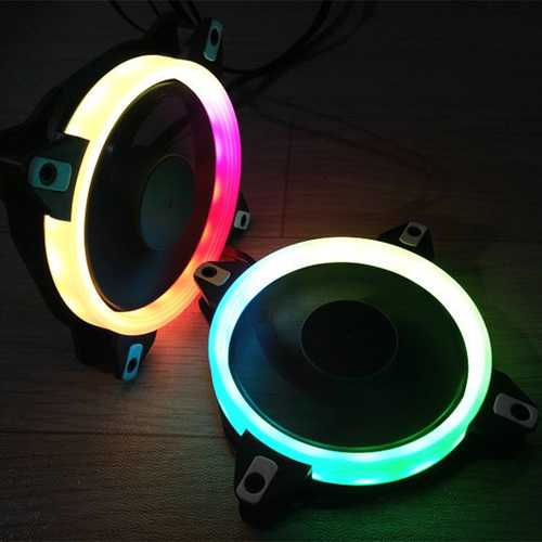 DC 12V 120mm 3PIN 4PIN RGB LED PC Fans Sleeve Bearing Cooling Fan Heat ...